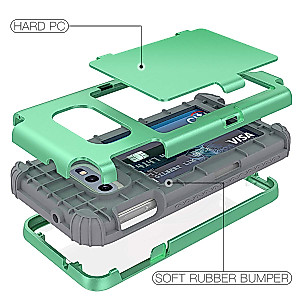 WeLoveCase Galaxy S10e Wallet Case Built in Screen Protector S10e Defender Wallet Card Holder Cover with Hidden Mirror 3 Layer Shockproof Heavy Duty Protection Case for Samsung Galaxy S10e Mint