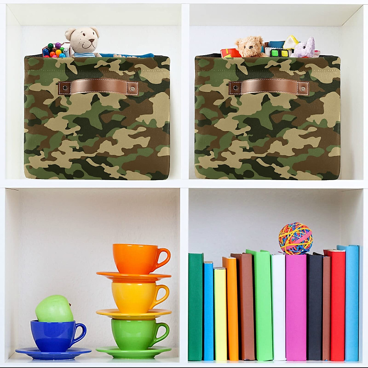 HUXINO Storage Basket Cube,Camo Camouflage Large Storage Bin Box Collapsible Clothes Toys Organizer Laundry Basket for Shelves Closet Kids Nursery Bedroom, 1 Pack