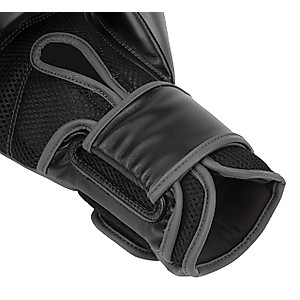 Everlast Powerlock 2 Hook & Loop Pro Training Gloves | Fight Training Gloves | Hook and Loop with Five-Layer Foam & Wrist Support | Heavy Bag & Fitness Training (Black/Gray,16Oz)