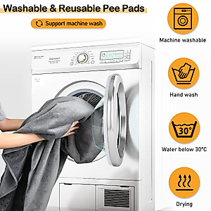 LOOBANI Non-Slip Washable Pee Pad for Dogs, 1 Pack Extra Large Reusable Dog Mat for Floor, Fast Absorbent Pet Whelping Pads, Puppy Playpen Mat for Incontinence, Housebreaking, Crate, 82x82in, Gray