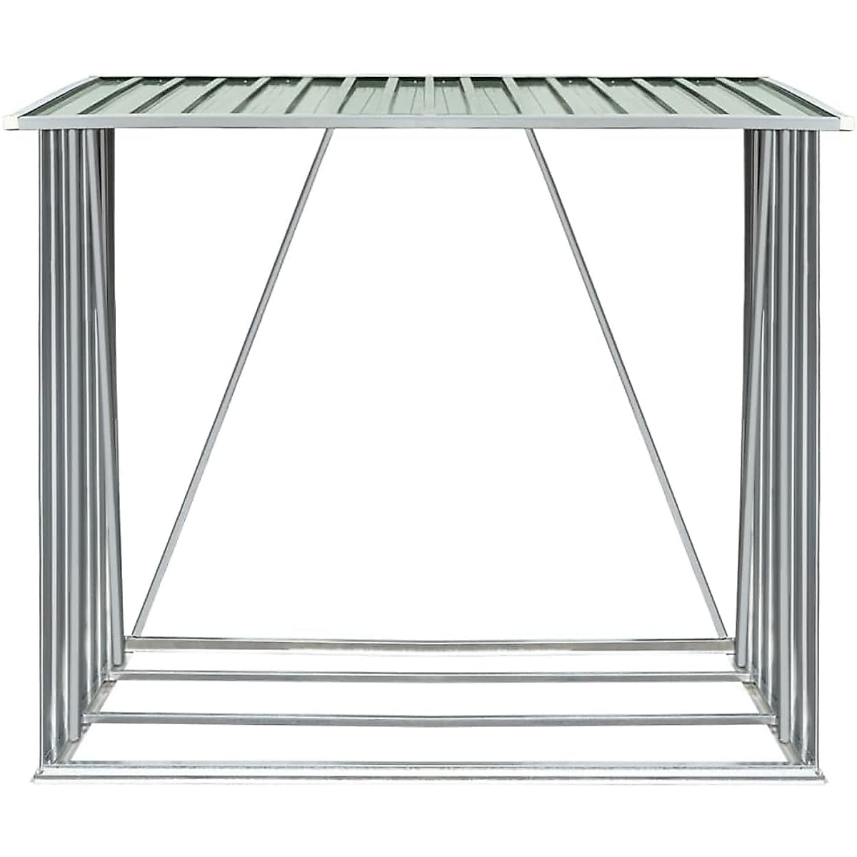 vidaXL Garden Firewood Storage Shed- Galvanized Steel Green Log Shed- Compact Outdoor Wood Storage Solution- 64.2"x32.7"x60.6"- Durable and Easy to Assemble