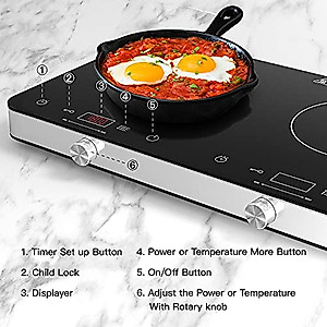COOKTRON Double Induction Cooktop Burner, 1800w 2 burner Induction Cooker Cooktop, 10 Temperature 9 Power Settings Portable Electric Countertop Burner Touch Stove with Child Safety Lock & Timer