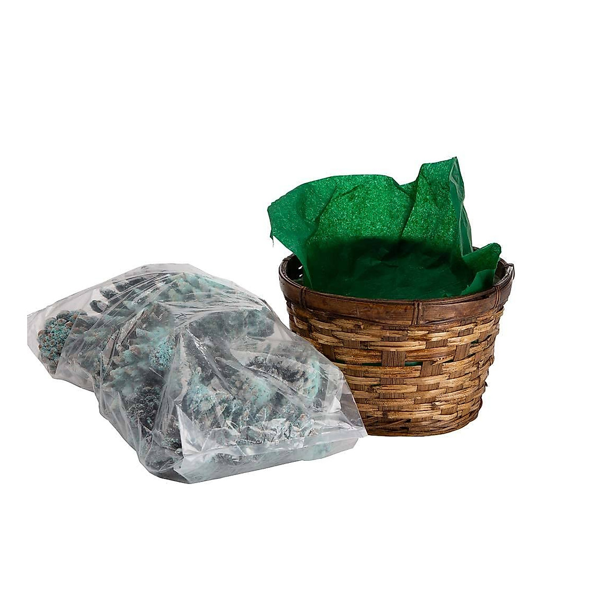 Plow and Hearth Color-Changing Fireplace Color Cones, 1 lb. in Gift Basket, Indoor/Outdoor Wood Fires, Fire Pit, Hostess Gift, Housewarming Gifts, 10 Minutes, Blue and Green Flames, 7" Dia. x 10" H