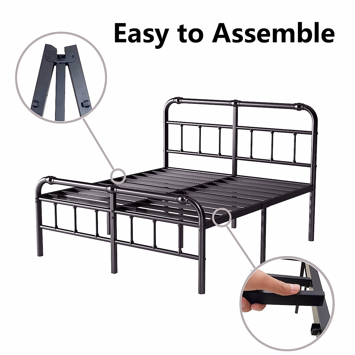 Bedella California King Bed Frames with Headbaord and Footboard, 18 Inches High, Heavy Duty 3500lbs Steel Slats Support, Easy to Assemble, Noise Free, No Box Sprig Needed