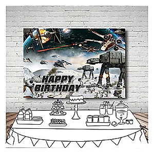 Outer Space Galaxy Wars Photography Backdrop Black Stars Science Fiction Photo Backgrounds Kids Boys Birthday Decorations Cake Table Banner 5x3ft
