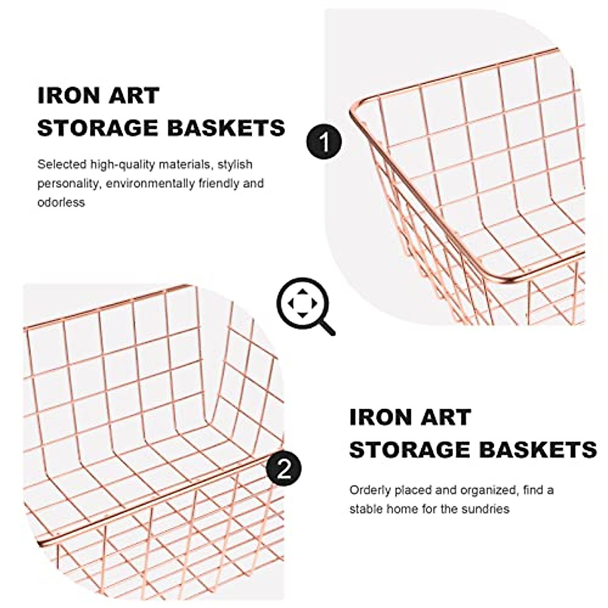 ORFOFE Basket Laundry Sundry Baskets Iron Makeup Gold Table Rose Books Desktop Blanket Organizer Storage Food Sundries Decorative Clothes Shelfrose Household Nesting Wire Cloths