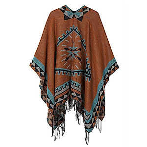 MissShorthair Women's Printed Shawl Wrap Fashionable Open Front Poncho Cape, Gift for Women