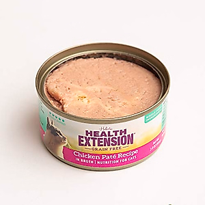 Health Extension Wet Cat Food, Grain-Free, Includes Chicken Pate Recipe, Nutrition for Cats & Kittens (2.8 Oz / 80 G, Pack of 24)