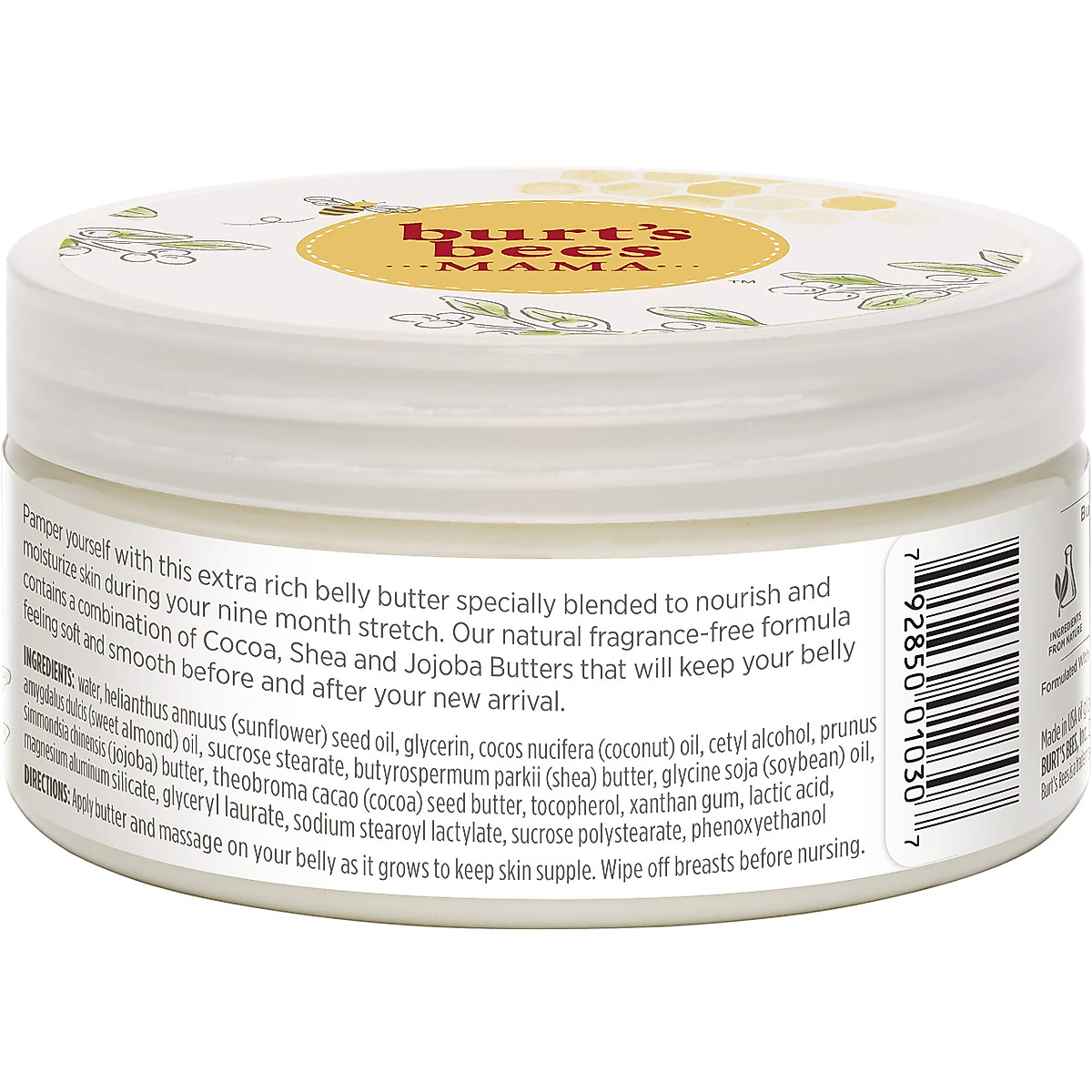 Burt's Bees Mama Belly Butter Skin Care, Pregnancy Lotion & Stretch Mark Cream, with Shea Butter and Vitamin E, 99% Natural, 6.5 Ounce