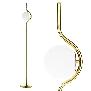 MELIFO Floor Lamp,Standing Lamp with Frosted Glass Globe,Morden Glod Tall Lamp with Foot Pedal.Mid Century Floor Lamps for Living Room,Bedroom,Office,Reading (Gold)