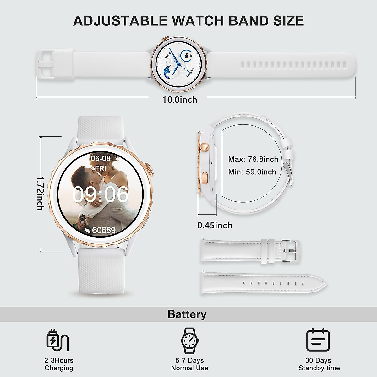 soinfo Smart Watches for Women(Answer/Make Call),Full touch Fitness Tracker Watches with Sleep Monitor 100 Sport Modes Activity Smartwatch Compatible with Android and iOS Phones