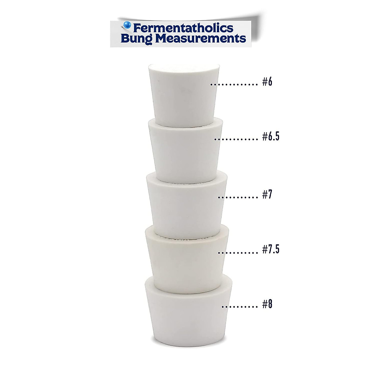 Fermentation Rubber Stoppers Solid Bungs - #6, 6.5, 7, 7.5, 8-1 Each