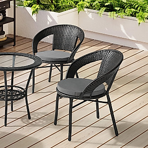 WestinTrends Solace Outdoor Patio Kitchen Dining Chair Round Seat Cushions Set of 4, 18 x 18, Grey