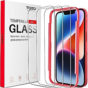 TOZO Compatible for iPhone 14 Screen Protector Compatible for iPhone 13/13 Pro Screen Protector 6.1 inch 3 Pack Premium Tempered Glass 0.26mm 9H Hardness 2.5D Film Easy Install 6.1 inch