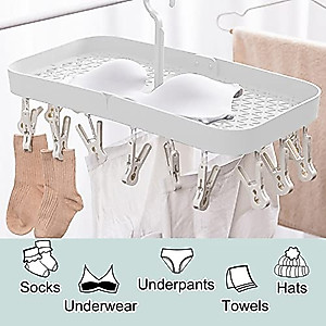 MMXYYUU Multi-Functional Drying Rack with Multiple Clips – Sock Hanger – Drip Hanger – Underwear Rack – Underwear Hanger –