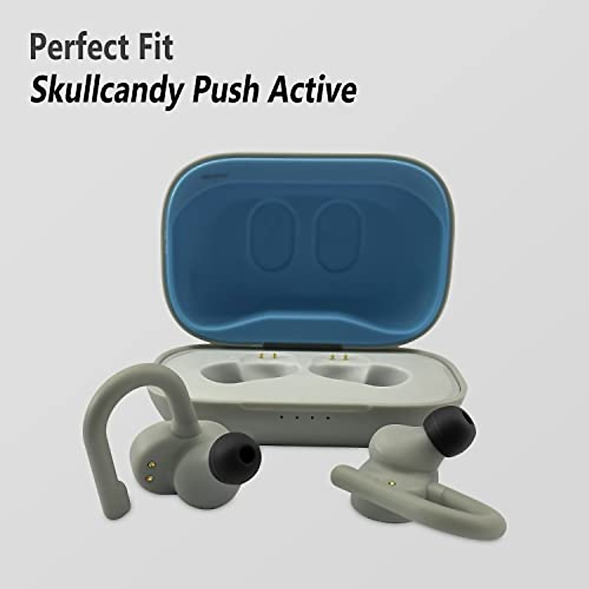 Geiomoo Silicone Earbuds Ear Tips Compatible with Skullcandy Push Active, Eartips Earpads (S/M/L, Black)
