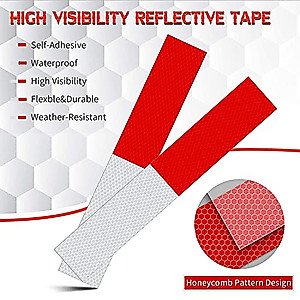 Reflective Tape, Self-Adhesive Reflective Tape Outdoor Waterproof Safety Caution Warning, Trailer Reflector - for RVs, Cars, Trucks, Trailers, Boats, Road Signs(Red/White), 2" × 12"- 20 Pack