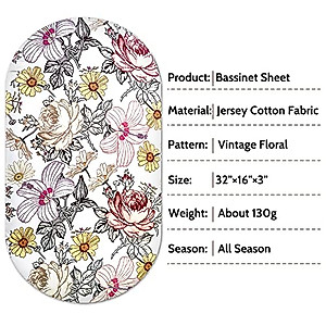 Bassinet Sheet, Jersey Cotton for Baby Boy/Girl, Fitted Sheets Flexible for Most Bassinet Mattress