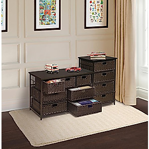 August Collection Wide Seven Basket Drawer Storage Unit