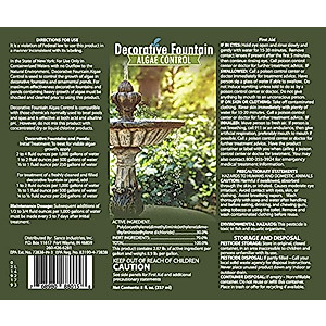 Fountain Algaecide and Clarifier - 8oz - Kills and Inhibits All Types of Algae Growth, Formulated for Small Ponds and Water Features, Treats up to 8,000 Gallons