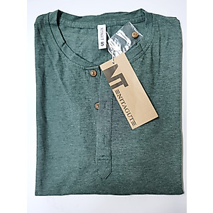 NITAGUT Mens Fashion Casual Front Placket Basic Short Sleeve Henley T-Shirts (L, 00 Green)