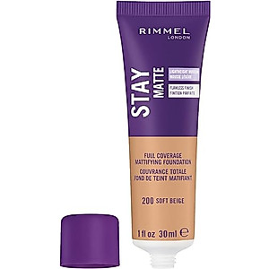 Rimmel London Stay Matte Liquid Mousse - 200 Soft Beige - Foundation, Lightweight, Shine Control, Oil-Free, 1oz