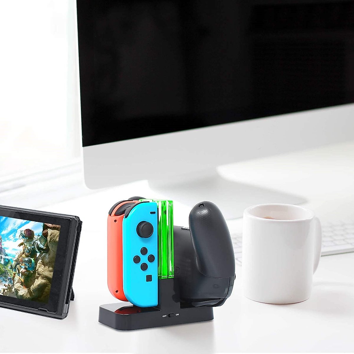 Charging Dock Station Compatible with Pro Controller/Joy Cons, FYOUNG Controller Charger Replacement for Switch/Switch Lite/Switch OLED with a Type-C Charging Cable- Black