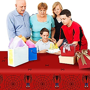 3Pcs Spider Themed Party Tablecloths, Large Disposable Plastic Table Covers for Superhero Party Kids Birthday Party Favors Tablecloths 54x108 inch