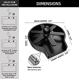Glass Rinser Cup Bottle Washer Cleaner for Kitchen Sinks, Kitchen Sink Accessories Attachment Stainless Steel Brush Black
