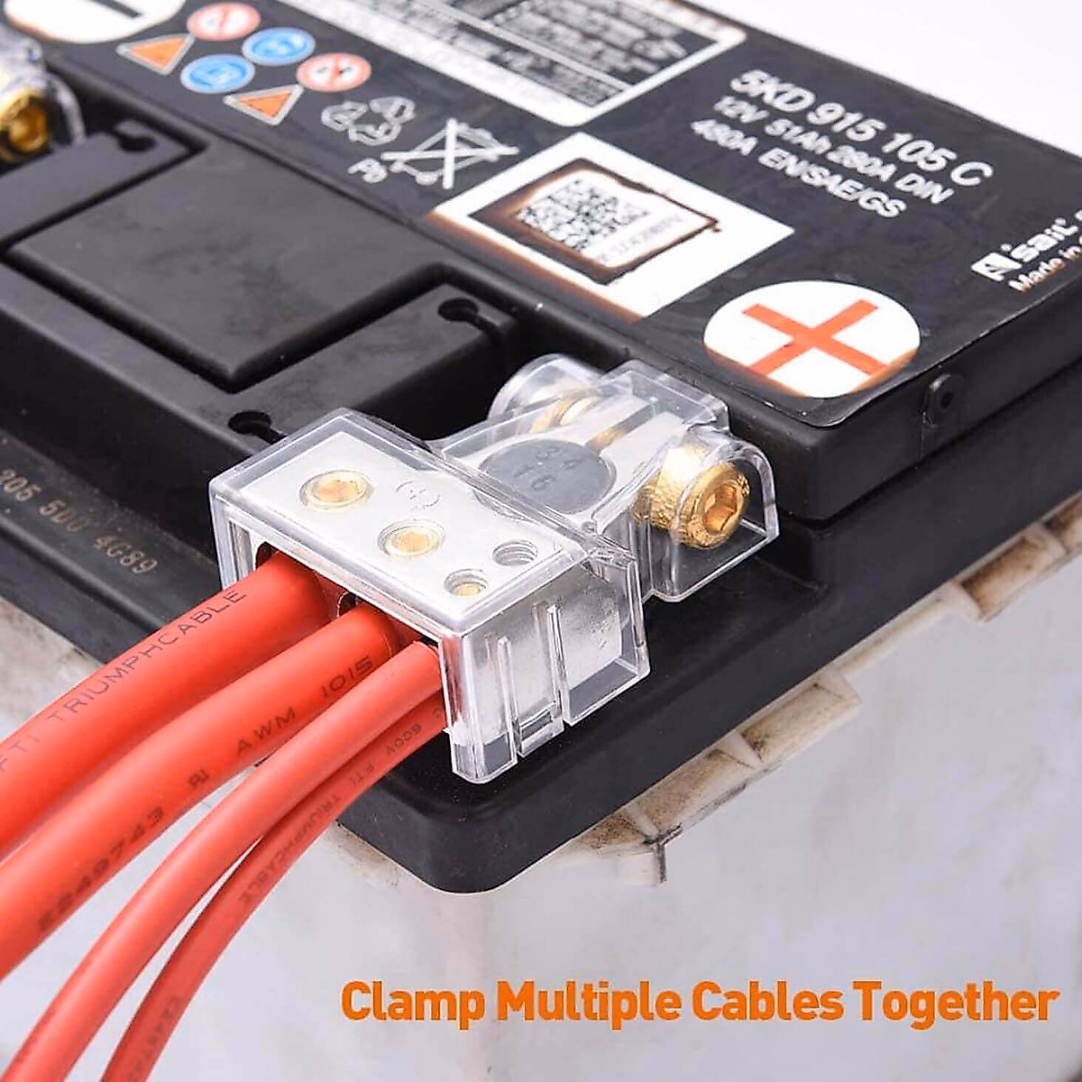 SUNMORN Battery Terminal Connectors, 0/2/4/6/8/10 AWG Battery Terminals, Heavy Duty Car Battery Terminal, Top Post Multiple Battery Terminal (Silver+Gold)