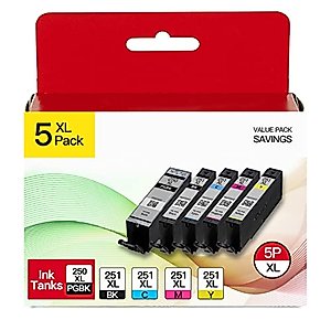 250XL 251XL Ink Cartridge Compatible for Canon 250 251 XL Ink Cartridges Use with Canon MX922 MG7120 Ink Cartridge PGI-250 CLI-251 Printer Ink for PIXMA IX6820 MX920 MG7520 MG5520 MG5420 IP8720 MG6320