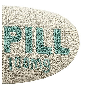 Peking Handicraft Chill Pill Hook Cotton Pillow, 16 inchesx9 inches, Turquoise