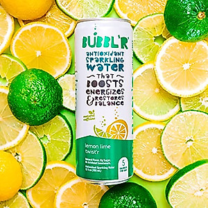 BUBBL'R Sparkling Water, 3 Flavors with Natural Caffeine, Antioxidants, 0 Sugar - 12 Fl Oz Cans, 12 Count