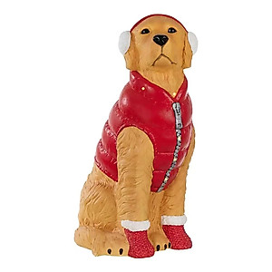 Christmas Lighted Blow Mold 30" Golden Retriever with Vest, Earmuffs & Mitts - 30 Inch Tall Pre-Lit LED Blow Molded Plastic for Indoor & Outdoor Home Door Yard Xmas Decoration​​​​​​