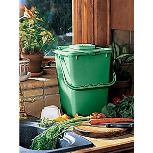 Gardener's Supply Company - Compost Bin Kitchen Waste Countertop Pail - Odor-Free with Snap-Lock Lid For Organic Composting - Holds 1 1/2 Gallons of Food Scraps with Filter - 12-1/4 In H x 9 In