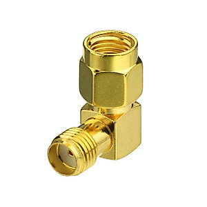 Bingfu RP-SMA Male to SMA Female Right Angle Antenna Connector Adapter (2-Pack) for FPV Drone Controller WiFi Router PCIE Network Card Adapter Security Camera 4G LTE Cellular Trail Camera