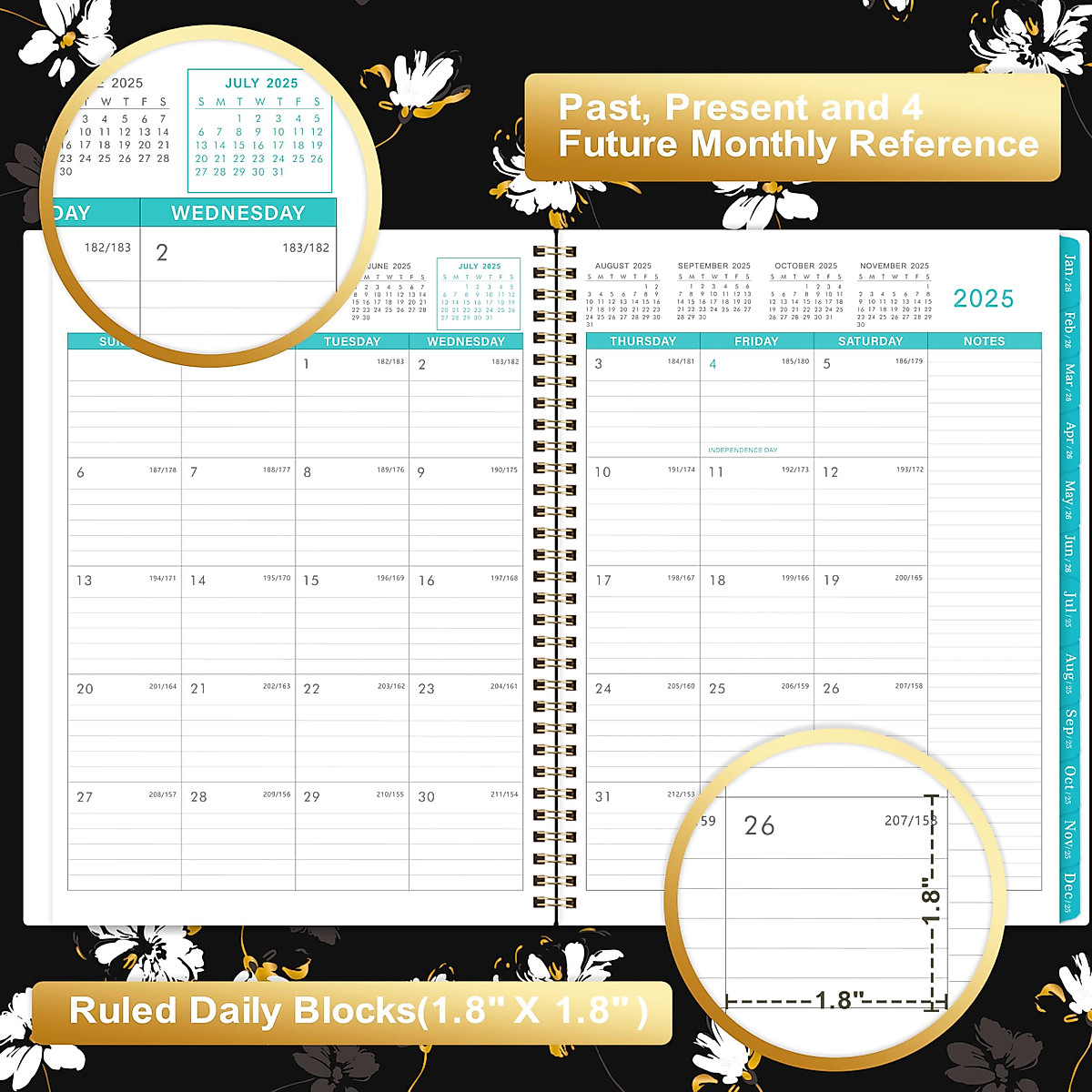 2023-2024 Monthly Planner - 18-Monthly Planner from January 2023 - June 2024, Monthly Planner 2023-2024 with Tabs, 9"x 11" Calendar Planner with Pocket, Contacts, Passwords Pages
