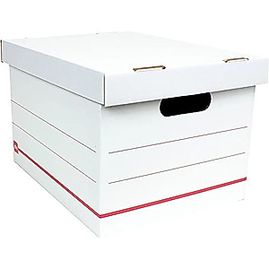 Office Depot® Brand Standard-Duty Corrugated Storage Boxes, Letter/Legal Size, 15" x 12" x 10", 60% Recycled, White/Red, Pack of 15