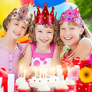 Honoson 24 Pieces Make Your Own Crowns Set Princess Party Favors DIY Tiaras Crown with Crystal Diamond Sticker for Kids Princess Party Supplies