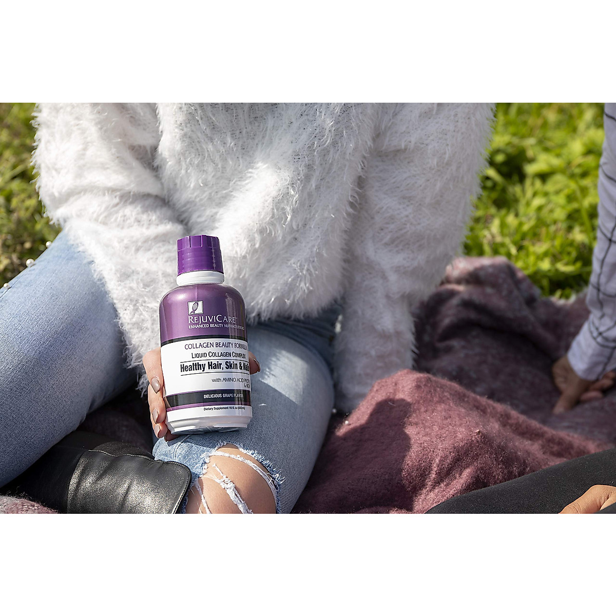 Rejuvicare Liquid Collagen Beauty Formula with Amino Acids, Protein and Biotin, Delicious Grape Flavor, Purple 16 oz ,32 servings