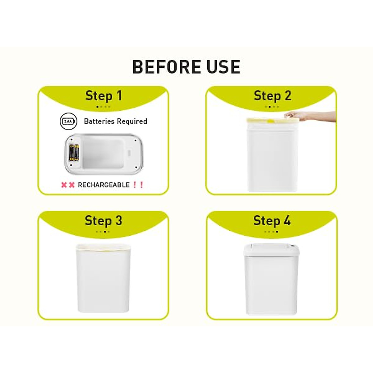 EKO Automatic Bathroom Trash Can with Lid, 2.6 Gallon Slim Touchless Bathroom Garbage Can, Waterproof Motion Sensor Trash Can for Bathroom, Office, Kitchen, White