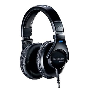 Shure SRH440 Professional Studio Headphones, Enhanced Frequency Response and Extended Range for Home and Studio Recording, with Detachable Coiled Cable, Carrying Bag and 1/4" Adapter (SRH440-BK)