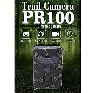 Trail Camera, 20MP Photo Resolution Infrared Motion Camera IP56 0.8S Photo Taking Time Long Service Life 1080P High Definition for House Monitoring