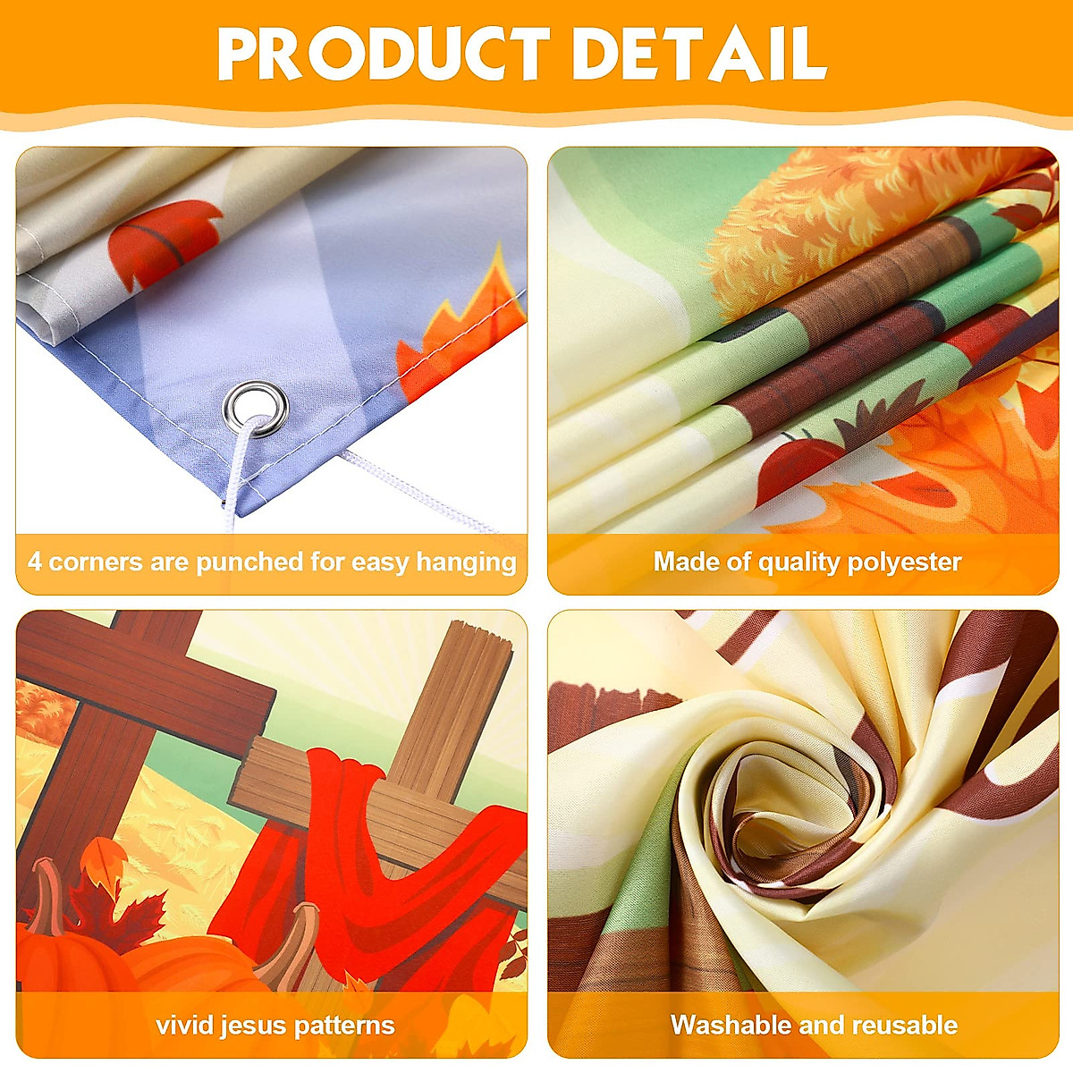 Fall for Jesus Backdrop Pumpkin Autumn Banner Maple Leaf Bible Decoration Christian Religion Polyester Background Thanksgiving Party Supplies Holiday Photo Booth Prop Indoor Outdoor