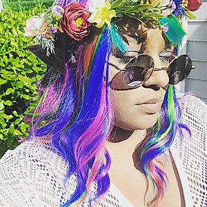 PORADAY Circle Lennon Glasses Retro Round Polarized Sunglasses Hippie Style Small Circle Sun Glasses (Gold/Clear Purple)