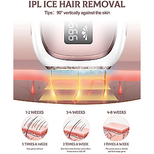 Laser Hair Removal With Cooling System, at-Home Permanent for Women and Men, IPL Painless Device on Armpits Back Legs Arms Face Bikini Line