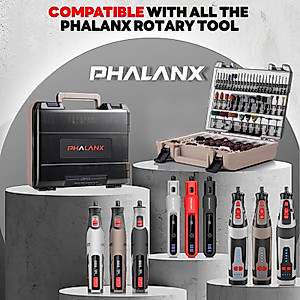 Rotary Tool Accessories Kit - 420PCS Rotary Tool Bits, PHALANX 1/8"(3.2mm) Diameter Shanks Universal Fitment with Carrying Case Easy Storage, Cutting Bits Polishing Wheel Carving Drilling Cleaning Etc