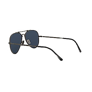 Ray-Ban Rb8125 Titanium Aviator Sunglasses, Demi Gloss Pewter/Dark Blue, 58 mm