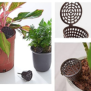 Yosoo 20PCS Plastic Fertilizer Mesh Baskets with Lids Anti‑Aging Planting Food Net Pots Garden Nutrition Cups for Succulent, Orchid, Bonsai Brown 3.1in x 1.8in