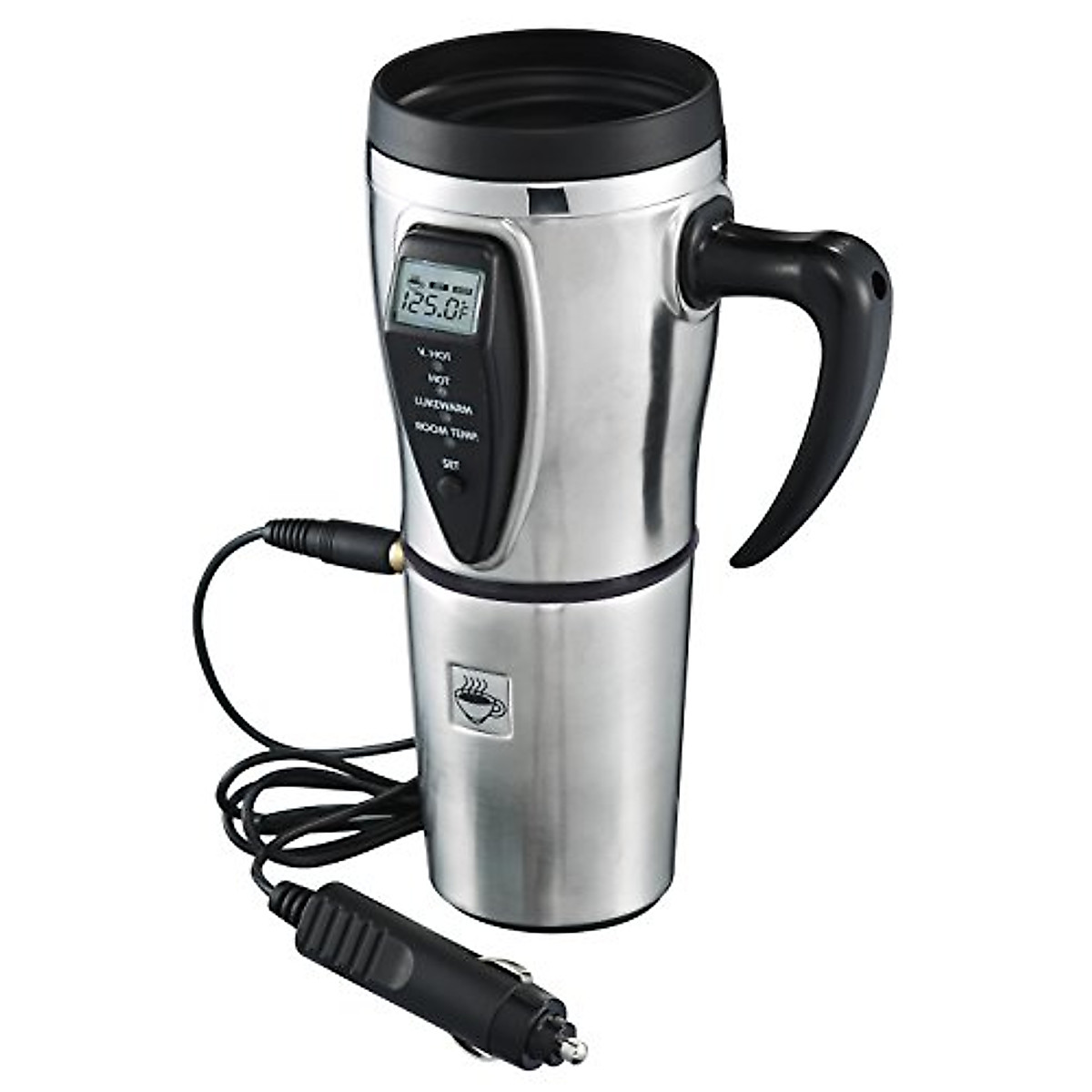 Heated Smart Travel Mug with Temperature Control - 16 ounce- 12V - Stainless Steel